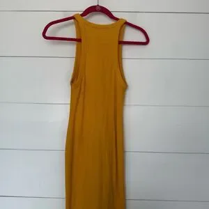 Zara | Dresses | Zara Womens Large Butter Yellow Ribbed Racerback Midi ...